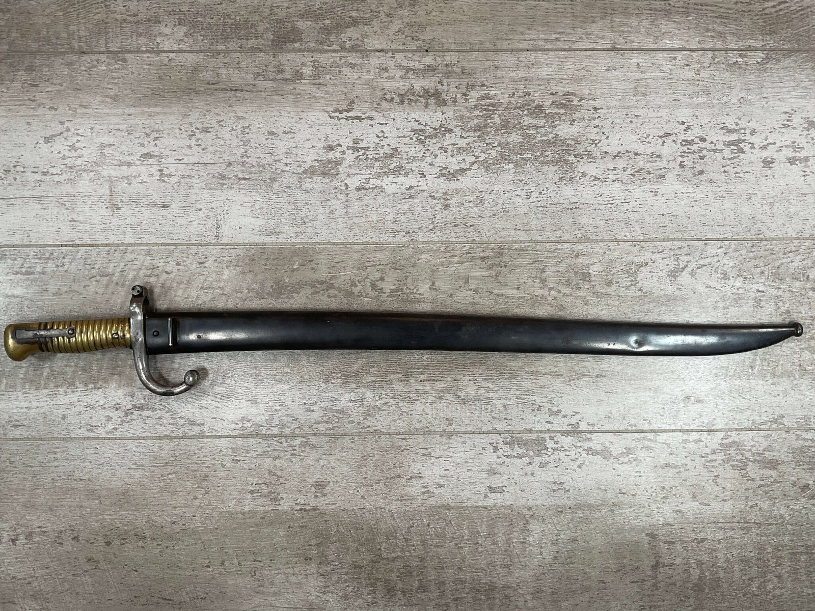FRENCH MODEL 1875 BRASS HANDLE BAYONET & SCABBARD #850 - Checkpoint ...