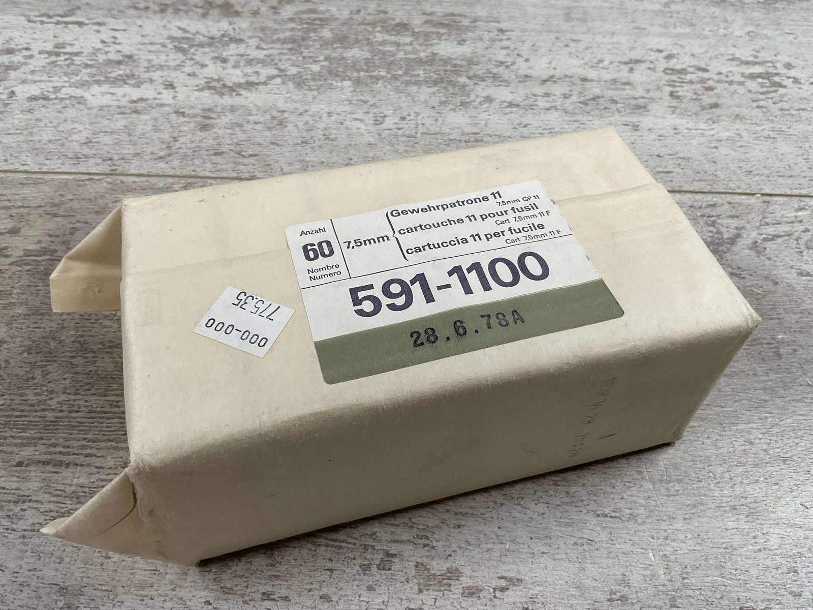 SWISS 7.5X55MM K31 K11 GP11 591-1100 60/BOX AMMO, SCHMIDT RUBIN #3 ...