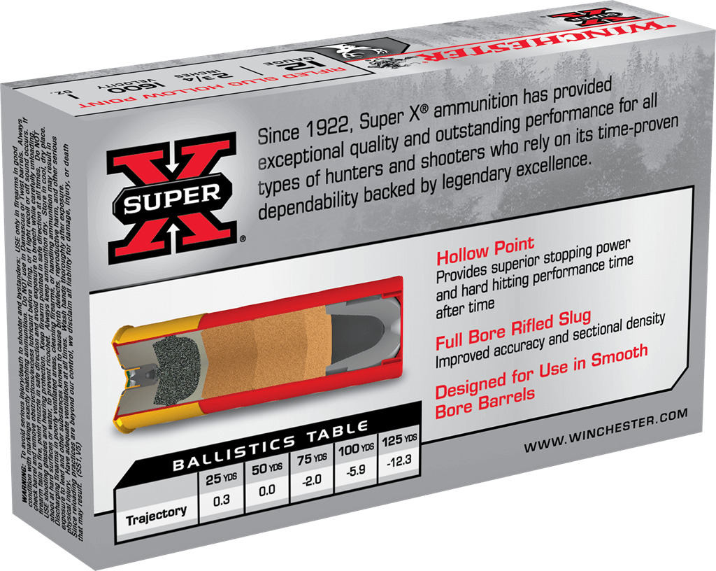WINCHESTER 12 GAUGE RIFLED SLUG HOLLOW POINT 1OZ LEAD 5/BOX ...