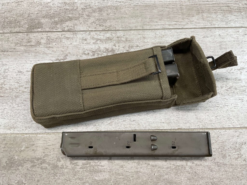 UZI 9MM STEEL ISRAELI 32 ROUND MAGAZINES W/GERMAN CANVAS POUCH #4-01002-DH - Checkpoint Charlie's