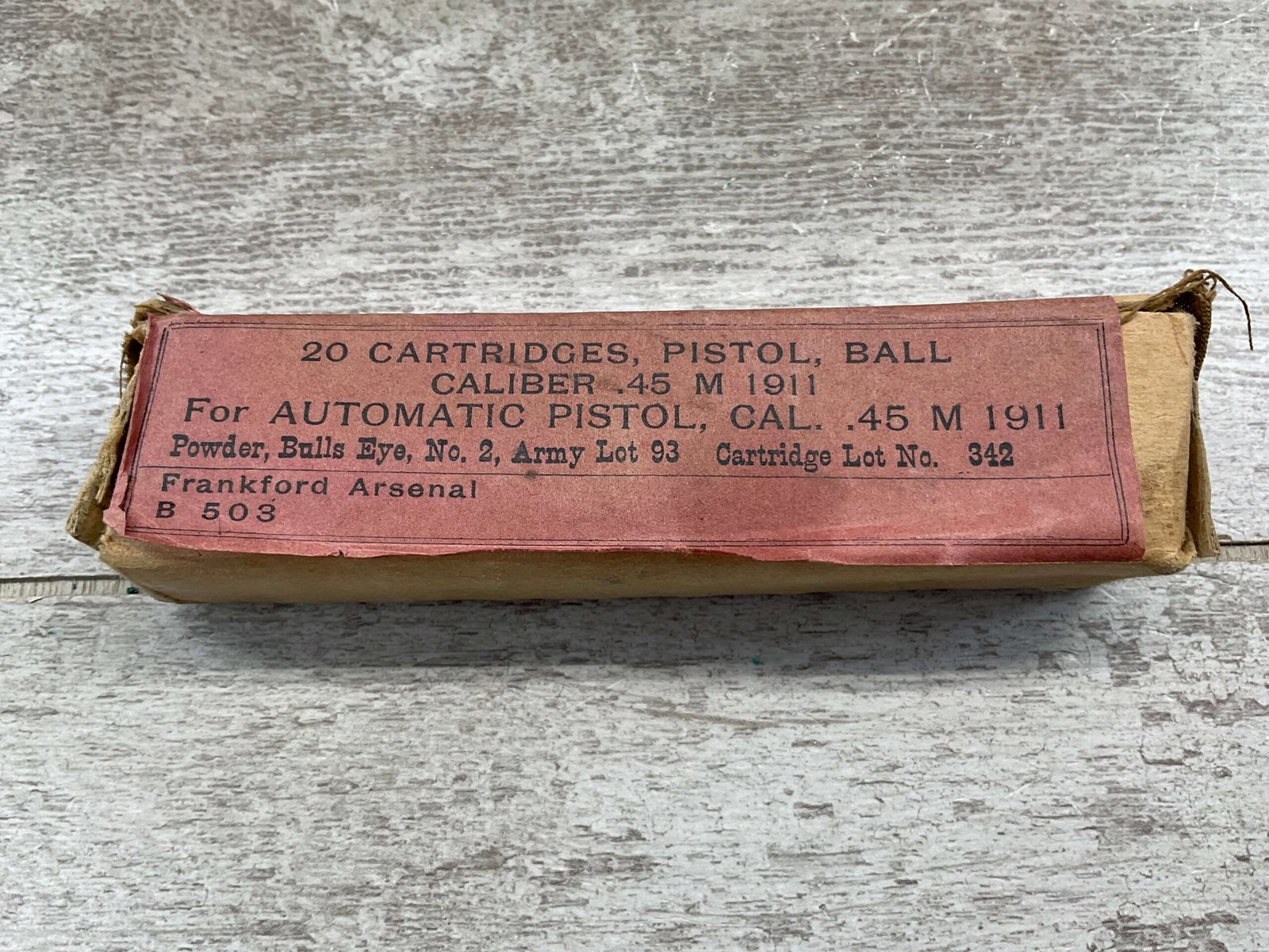 US ARMY WWI FRANKFORD ARSENAL .45 CAL AMMO - Checkpoint Charlie's