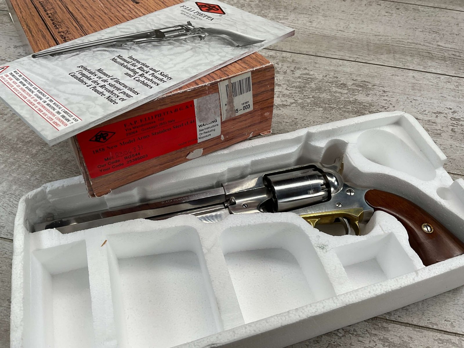 F.LLI PIETTA .44 CAL 1858 NEW MODEL ARMY STAINLESS BLACK POWDER ...