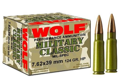 WOLF MILITARY CLASSIC 7.62X39 124GR HP MIL-SPEC 20 ROUNDS/BOX AMMO ...