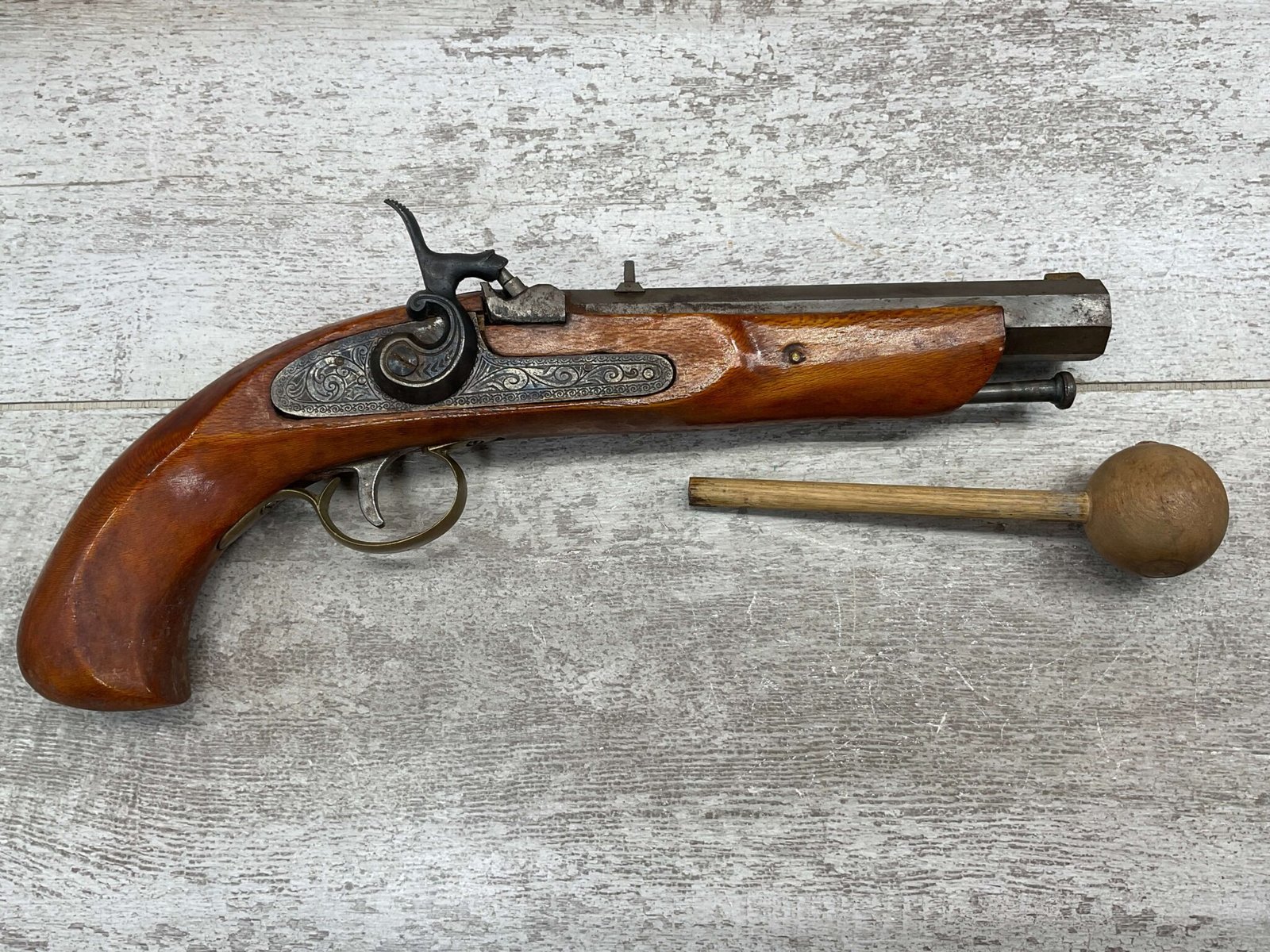 SPANISH JUKAR .50 CAL PERCUSSION BLACK POWDER PISTOL, 7" OCTAGON BBL ...