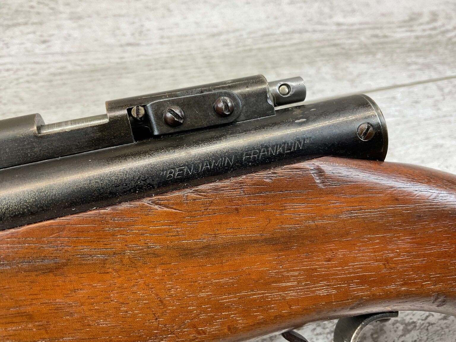 "BENJAMIN FRANKLIN" MODEL 312 .22 CAL PUMP ACTION AIR RIFLE W/ ORIGINAL ...