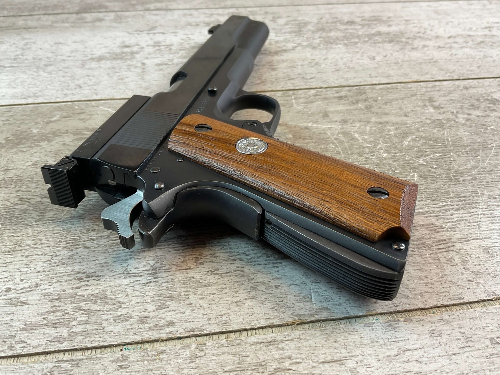 COLT GOVT MODEL 1911A1 CLARK LONG SLIDE .38 SEMI AUTO PISTOL, JAMES ...