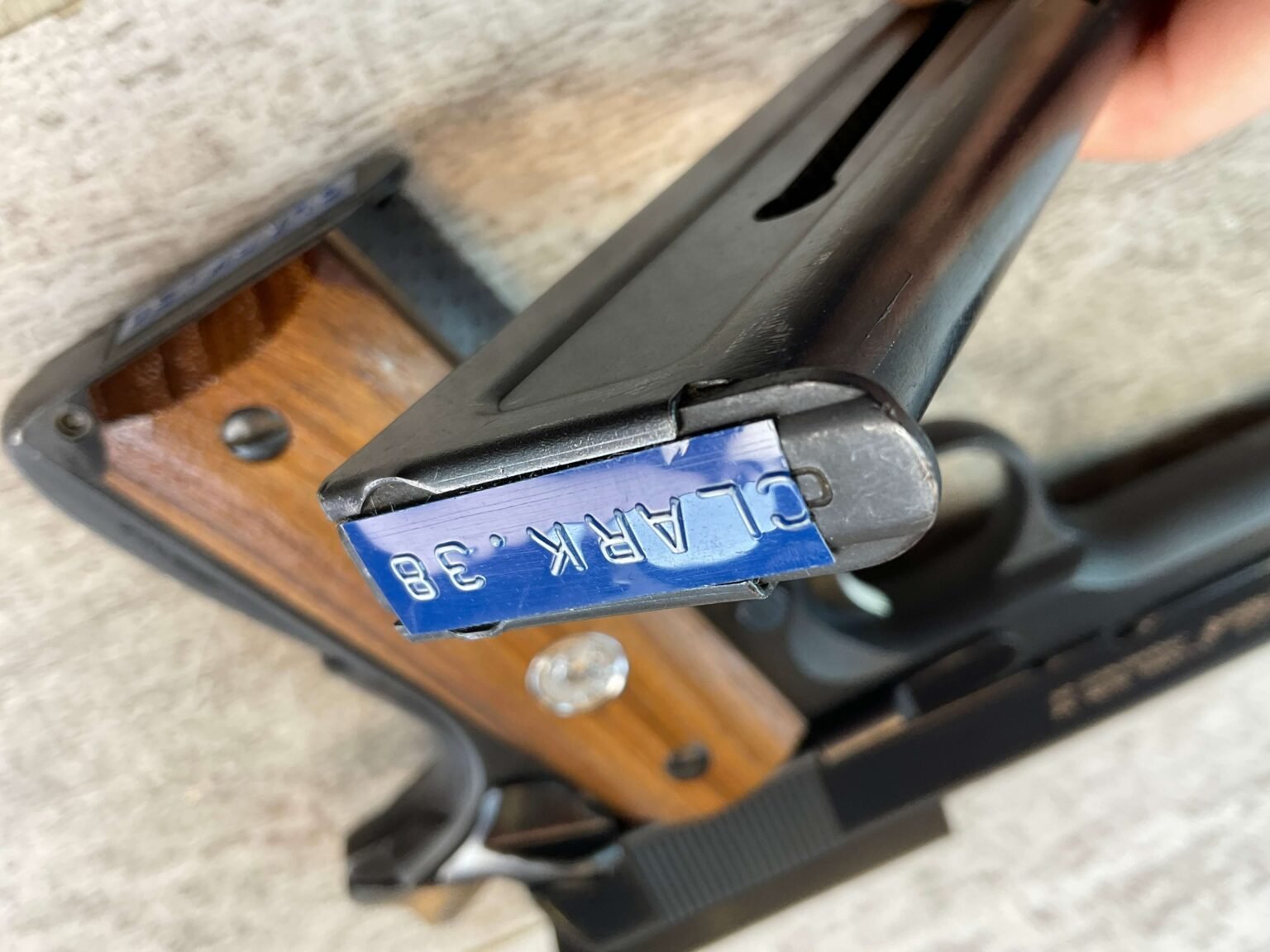 COLT GOVT MODEL 1911A1 CLARK LONG SLIDE .38 SEMI AUTO PISTOL, JAMES ...
