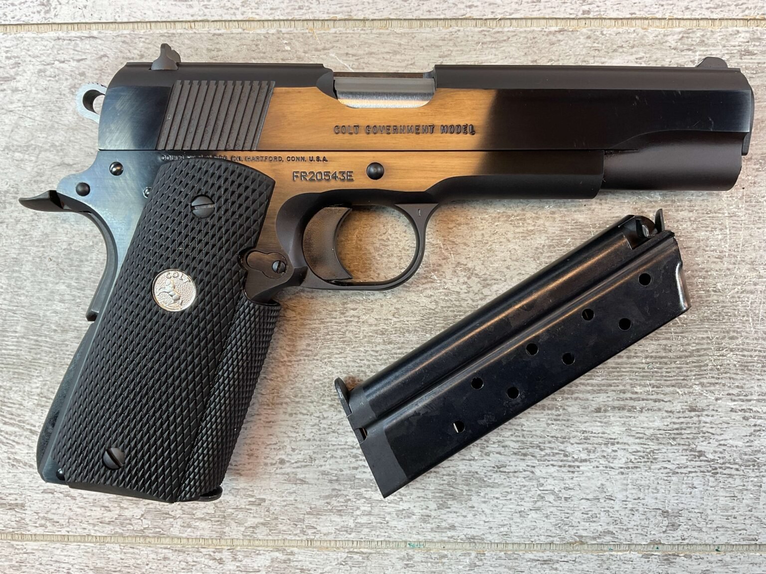 COLT GOVT MODEL 1911A1 MKIV SERIES 80 9X23 WIN SEMI AUTO PISTOL, JAMES ...